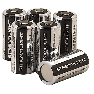 Streamlight 85180 3V CR123A Lithium Batteries, 6-Pack, Black
