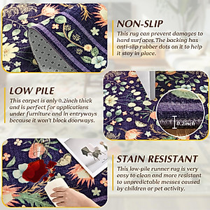 Rtizon Area Rugs for Living Room 5x7 Non-Slip Carpet Washable Boho Rug Vintage Low Pile Carpet Print Home Rugs for Bedroom Kids Room Playroom Dining Room Home Office Farmhouse,Purple