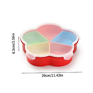 Snack Serving Tray Plastic 5 Compartment Appetizer Platter Sealed Food Server Dishes with Lid Style1