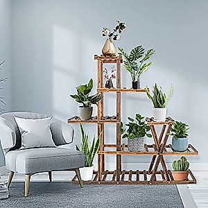 UMEIJA Plant Stand for Indoor Plants Outdoor Wooden Tiered Plant Shelf 6 Tier 13 Potted Multiple Plants Large Flower Stands Gardening Pots Accessories Fit Patio Balcony Living Room Bedroom