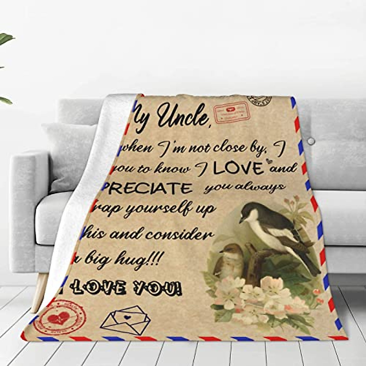 AJIIUSV Uncle Gifts Throw Blanket from Niece Nephew to Uncle Fathers Day Blankets for Uncle Thanksgiving Birthday Gifts Blankets 50"x60"
