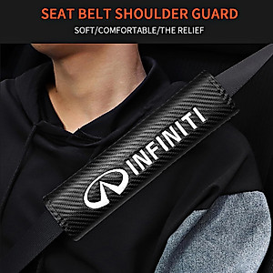 2 Pack Car Seat Belt Pads Cover Comfortable Driving, Carbon Fiber Seat Belt Shoulder Strap Covers Harness Pad for Infiniti Interior Accessories, Compatible with Adults Youth Kid Black