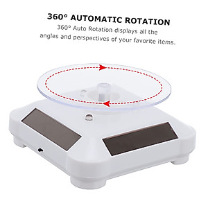 SEWACC Solar Jewelry Showcase Turntable Display Stand Led Lights Rotating Rack Odor for Shop and Home Decor