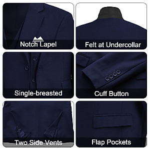 MAGE MALE Mens 3 Piece Suits Slim Fit Tuxedo Suit Set Soild Prom Wedding Suits One Button Blazer Vest Pants Set with Bow Tie Navy Blue