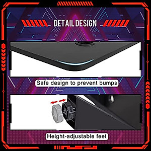 Computer Desk Gaming Desk Student PC Desk Writing Desk Office Desk Modern Ergonomic Racing Style Table Workstation Carbon Fiber Headphone Hook (47in, Red)