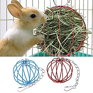 GIFZES Rabbit Hay Feeder, Feed Dispenser Hanging Ball Hay Feeder Pet Hay Ball Hanging Feed Dispenser Animal Supplies for Guinea Pig Hamster Rat Rabbit Chinchilla Red