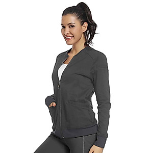 JEYONG Women's Zip Front Warm-Up Jacket (Pewter Color, Large, l)
