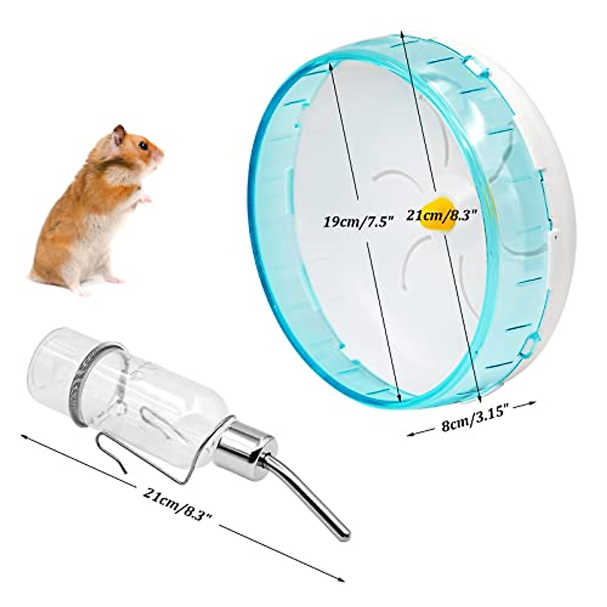 Hamster Flying Saucer Silent Running Exercise Wheel, 8.3" Quiet Hamster Exercise Wheel Spinner with 180ml Water Bottle for Hamsters Gerbils Mice