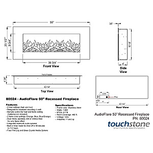 Touchstone 80024 50" Stainless, Electric Fireplace with Bluetooth Speaker – AudioFlare