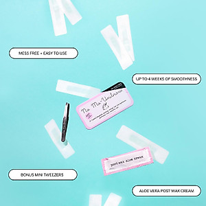 No Mo-Unibrow hair removal waxing kit: wax strips and mini tweezers for the face and brows, 24 individual strips. AS SEEN ON SHARK TANK!