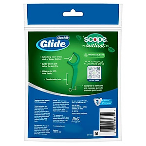 Oral-B Complete Glide Dental Floss Picks Plus Scope Outlast, Long Lasting Mint, 75 Dental Floss Picks, Green, Older Version, 450 Count, Pack of 6