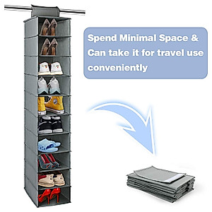 PUiKUS 10-Shelf Hanging Shoe Organizer Hanging Closet Shoe Organizer, Space Saving Shoe Holder & Storage, Closet Organizer Great for Shoes