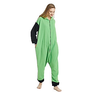OGU' DEAL Unisex Invader Zim Cosplay Onesie Pajamas Green Halloween Costume Mens Women Hooded Christmas Sleepwear Homewear