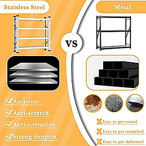 KINGBO Garage Shelving, 4 Shelf Adjustable Stainless Steel Industrial Storage Rack, 59" W x 20" D x 59" H Heavy Duty Industrial Shelving for Garage, Shop, Warehouse, Basement, Total Capacity 8,000 lbs