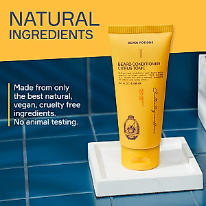 SEVEN POTIONS Beard Conditioner for Men – Prevents Beard Itch and Dandruff – Natural, Vegan, Cruelty Free (Citrus Tonic, 3.4 FL OZ)