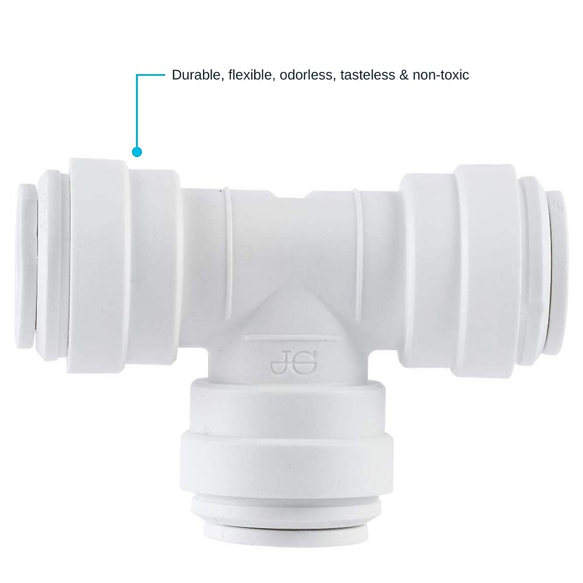 John Guest Speedfit 1/4 Inch Union Tee Connector, Push to Connect Plastic Plumbing Fitting, PP0208WP