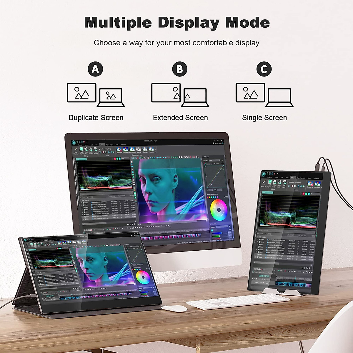 sibolan Portable Monitor,17.3'' 1080P FHD 100% DCI-P3 Laptop Monitor, HDR 178° Screen Eye Care Eye Care External FreeSync Monitor for PS5 PS4 Xbox Series NS, Laptop PC Phone