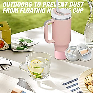 Tumbler Lids for Stanley Cups, 40 OZ Tumbler Lid Compatible for Stanley, 3 Pcs Non-Spill Lids for Stanley Cups, Spill Proof Lids for Stanley & More Coffee Cups, Reusable Spill Proof Lids (Beige)