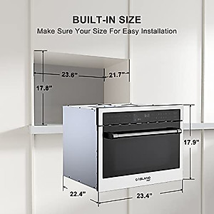 Built In Microwave, GASLAND Chef BMD1602S 24 Inch Built-in Convenction Microwave Oven with 1.6 Cu. Ft Capacity, 1000 Watt, Sensor Cook, Drop Down Door in Stainless Steel