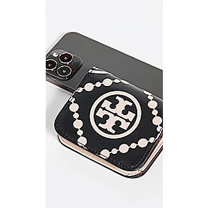Tory Burch Women's T Monogram Contrast Embossed Mini Wallet, Black/New Cream, One Size