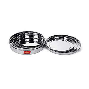 Sumeet Stainless Steel Chocolate Flat Slim N Sleek Canisters/Puri Dabba/Storage Containers Set of 3Pcs Big Set (No.10-700ML, No.11-900ML, No.12-1200ML)