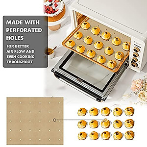 100 PCS Unbleached Parchment Paper, Perforated Square Liners for Cuisinart, Breville, Black and Decker Air Fryer, Toaster Ovens, 11 x 9 inch