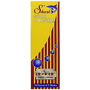 100 Shark Super Chrome Double Edge Razor Blades