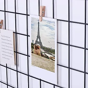 Kakivan Wire Wall Grid Panel for Photo Display, DIY Iron Picture Frames Collage For Hanging Wall Decor, Foldable Multi Pictures Organizer with 12 Clips, 28'' X 22'' Inch.(2 Pack)