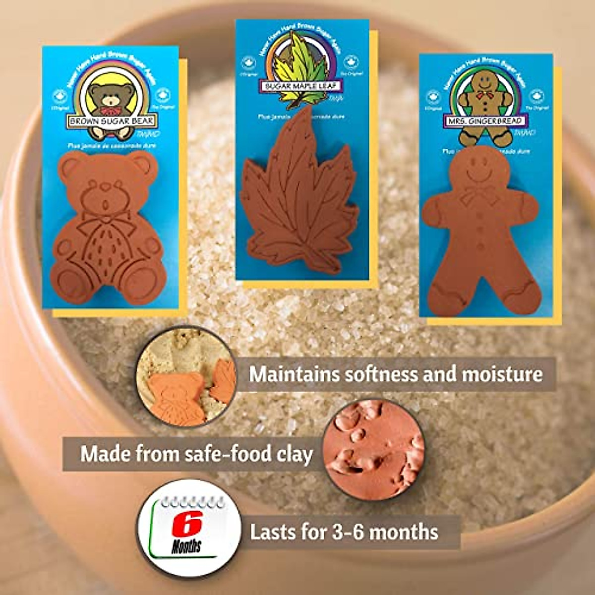 Brown Sugar Bear Brown Sugar Keeper Softener Canister and Containers Moisture Absorbers Bundle