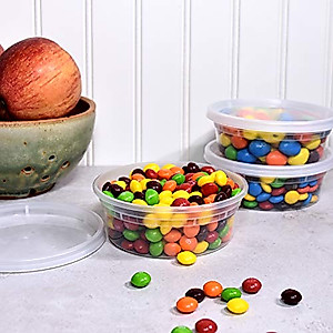 TRIPAK Plastic Microwaveable Food Containers with Lids 8 oz | BPA Free | Stackable | Leakproof | Microwave/Dishwasher/Freezer Safe