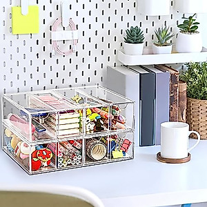 Nicunom 2 Pack Sunglasses Organizer Acrylic, Clear Eyeglasses Case with 4 Drawers, Eyewear Storage Display Case, Stackable Eyeglasses Holder for Women & Men Eyewear