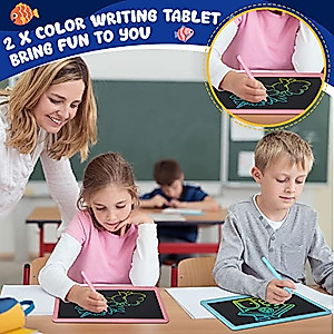 2 Pieces LCD Writing Tablet 15-inch Colorful Screen Drawing Pad Erasable Reusable Electronic Kids Drawing Tablet Kids Drawing Tablet Gifts for 3+ Years Old Girls Boys