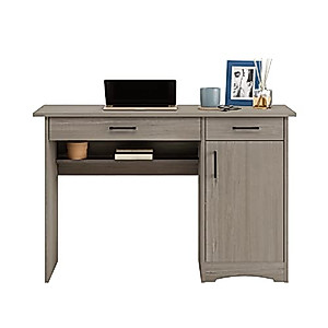 Sauder Beginnings Desk, L: 46.81" x W: 18.50" x H: 29.96", Silver Sycamore Finish