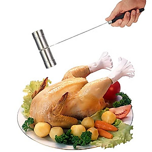 Jim Beam Stainless Steel Salt and Pepper Shaker with Long, Soft Grip Handles, Large, Silver