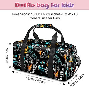 Kids Overnight Duffle Bag Boys Sport Gym Bag with Shoe Compartment & Wet Pocket, Carry On Weekender Travel Bag for Kid Boys
