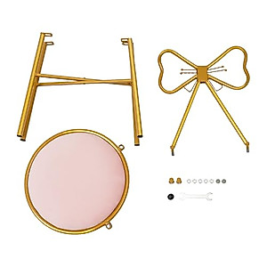 Pink Butterfly Dressing Chair Makeup Chair, Velvet Cushion Deep Gold Metal Frame Chair Lounge Dresser Chair with Bow Backrest and Velvet Cushion Used for Bedroom Home Garden Living Room(Light Pink)