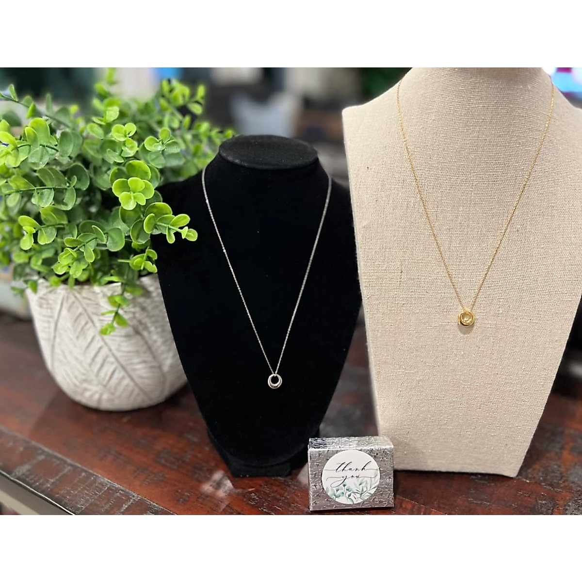 Little Ashley Jewelry 925 Sterling Silver 18k Gold Plated Simple Circle Pendent Necklace, Sterling Silver Pendant Necklace for Women Teen Girls Jewelry Gifts Adjustable 16-18 inches Link Chain (Gold)