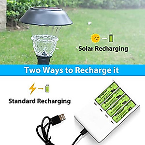 Brightown 12-Pack Rechargeable AA Batteries, 2400mAh High Capacity Precharged NiMH Double A Rechargeable Batteries for Solar Lights Household Devices, Recharge up to 1200 Cycles, UL Certified, 1.2V