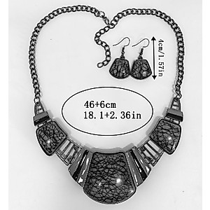 YAZILIND Vintage Ethnic Tibetan Sliver Turquoise Bib Collar Earrings Necklace Jewelry Set Women Gift