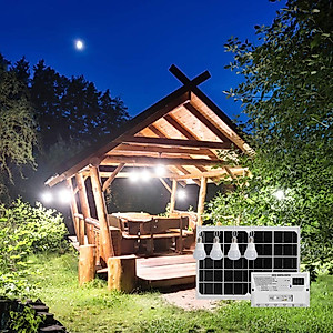 YINGHAO Solar Lights Indoor Home 4 Lights, 12 W Solar Panel & 2 Lights, 5.5W Solar Panel, Outdoor Waterproof Solar Lights for Garden, Yard, Camping, Shed, Barn, Garage