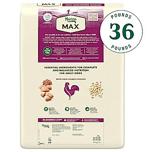 Nutro Max Adult Dry Dog Food with Farm-Raised Chicken, 36 lb. Bag