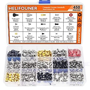 HELIFOUNER 450 Pieces Computer Standoffs Spacer Screws Assortment Kit for Hard Drive Computer Case Motherboard Fan Power Graphics