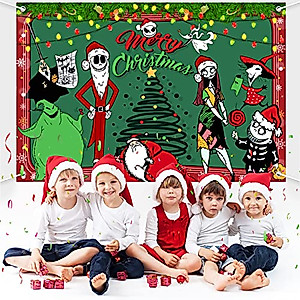 Nightmare Before Christmas Backdrop Jack Skellington Large Photo Booth Banner for Photography Background Party Supplies Wall Decorations-5x3ft