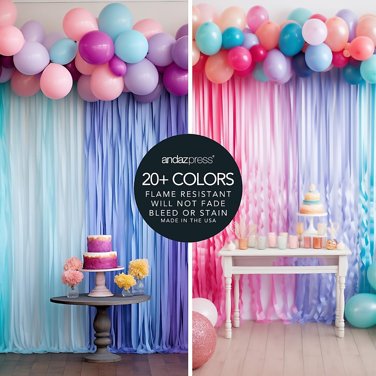 Andaz Press Crepe Paper Streamer Hanging Party Decorations Kit, 240-Feet, Black, Gray, White, 1-Pack, 3-Rolls, New Years Gradaution Colored Wedding Baby Bridal Shower Birthday Supplies