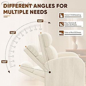 YESHOMY Recliner Chair for Adults, Adjustable Modern Single Sofa with Padded Seat Backrest for Living Room, with Lumbar Support, Beige