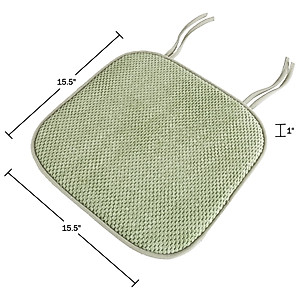 Lavish Home Memory Foam Chair Cushion, Square, Green 6 Count