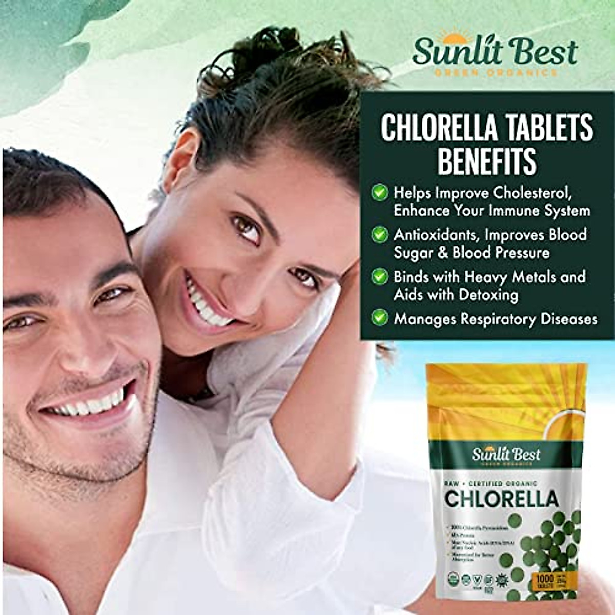 Chlorella Tablets Mega-Pack 1000 Tablets Cracked Cell, Raw, Non-GMO. 100% Pure Chlorella Pyrensoidosa. Green Superfood. High Protein, Chlorophyll & Nucleic acids. No preservatives or fillers