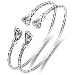 Better Jewelry Fist .925 Sterling Silver West Indian Bangles, 1 pair, Made in the Usa