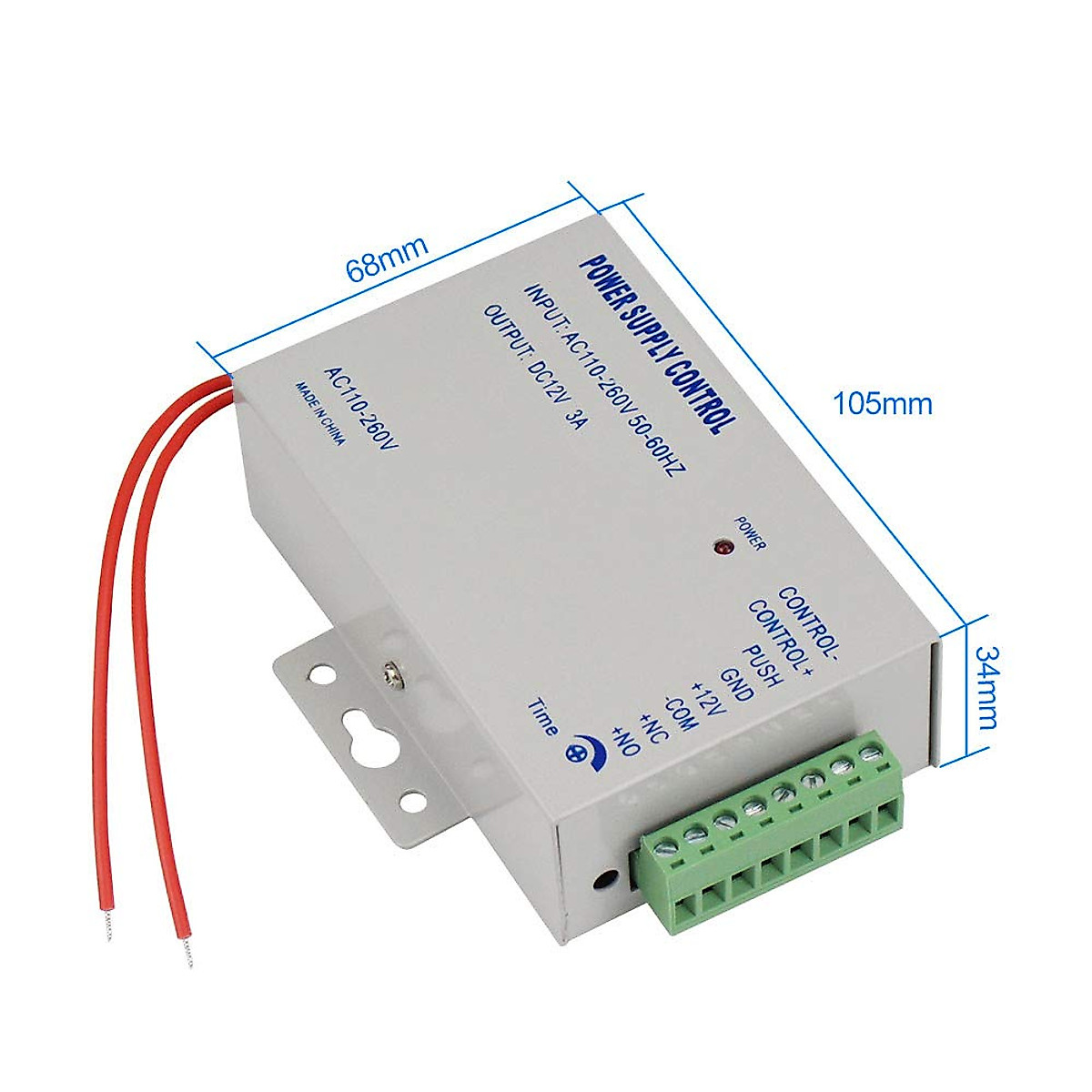 HFeng Access Control System Kit 125KHz RFID Keypad + DC12V 3A Power Supply Controller + Door Exit Button + 10pcs Keyfobs Card for Home Alarm Wooden/Metal/Glass Door