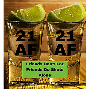 21st Birthday Shot Glass - 21st Birthday Gifts For Him Or Her - Silly Bday Decorations For Men, Women, daughter, Sister, Best Friend, Co-Worker - Twenty One AF Birthday Shot Glass - 21 AF